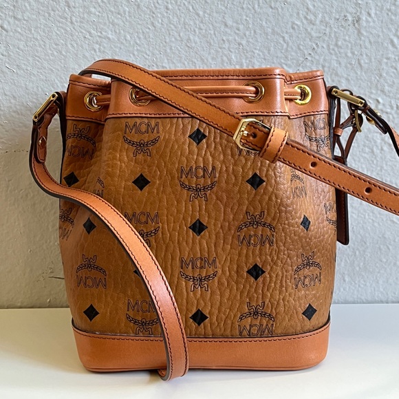 MCM | Bags | Mcm Dessau Visetos Mini Drawstring Bucket Bag | Poshmark
